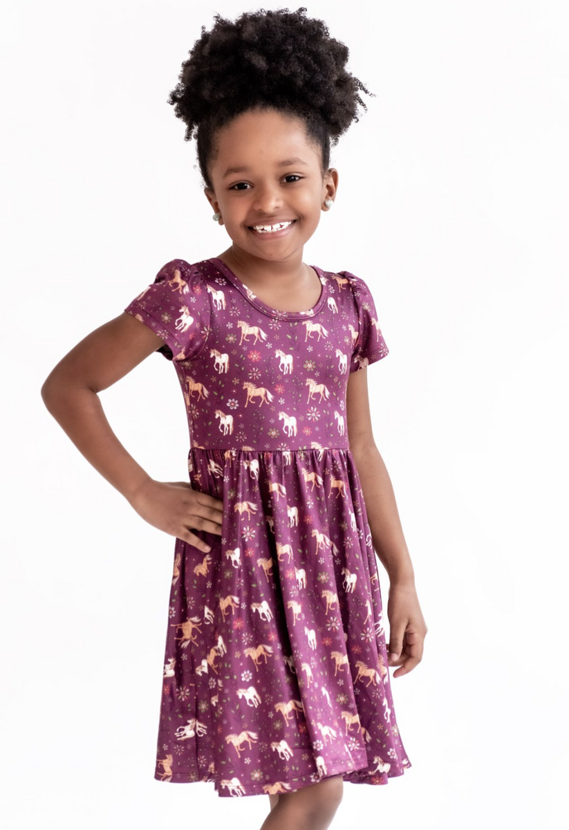 Galloping Dreams - Girls Hugs Twirl Dress with Pockets – The Poppy Sage ...
